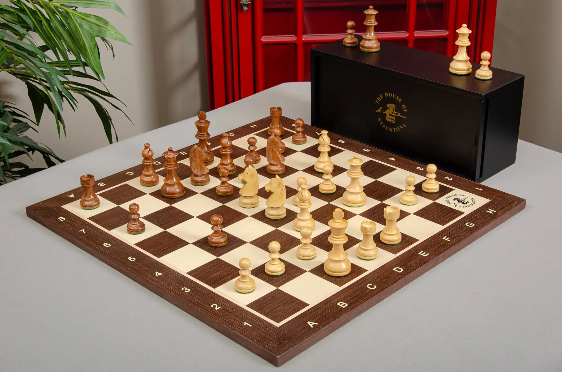 The Library Championship Series Chess Set, Box, & Board Combination ...